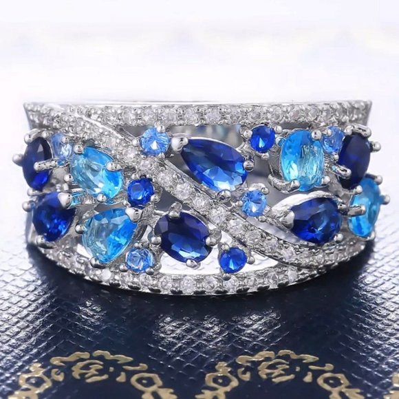 Jewelry | Blue Gem Diamond Bridal Ring | Poshmark